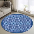 Bohemian Abstract Blue Floral 4FT Round Area Rugs Boho Tribal Ethnic ...