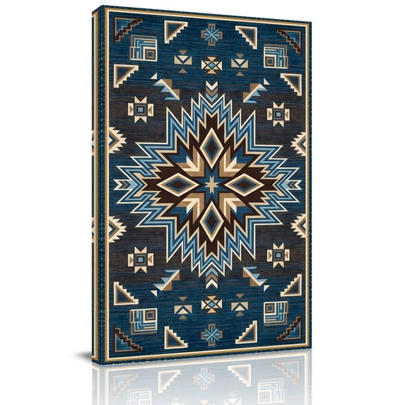 Bohemian Abstract Blue Floral Canvas Wall Art for Living Room, Boho ...