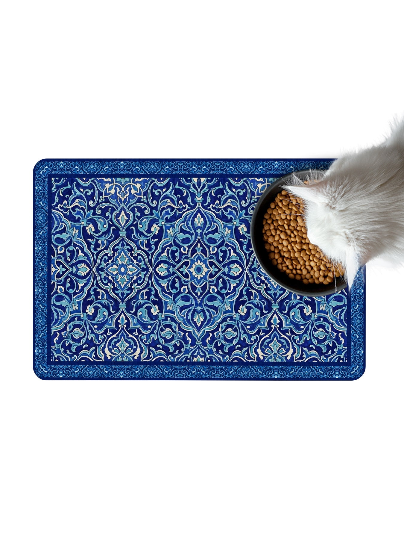 Bohemian Abstract Blue Floral Doormat Retro Boho Tribal Ethnic ...