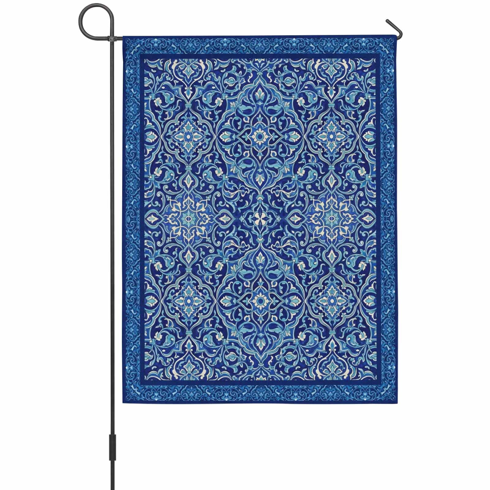 Bohemian Abstract Blue Floral Garden Flags For Outdoor, Retro Boho ...