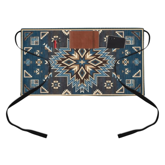 Bohemian Abstract Blue Floral Half Waist Apron Boho Tribal Ethnic ...