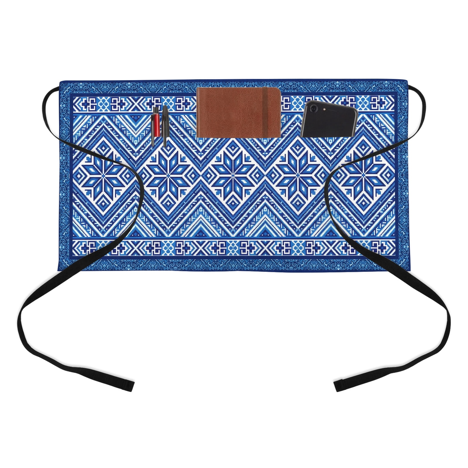 Bohemian Abstract Blue Floral Half Waist Apron Boho Tribal Ethnic ...