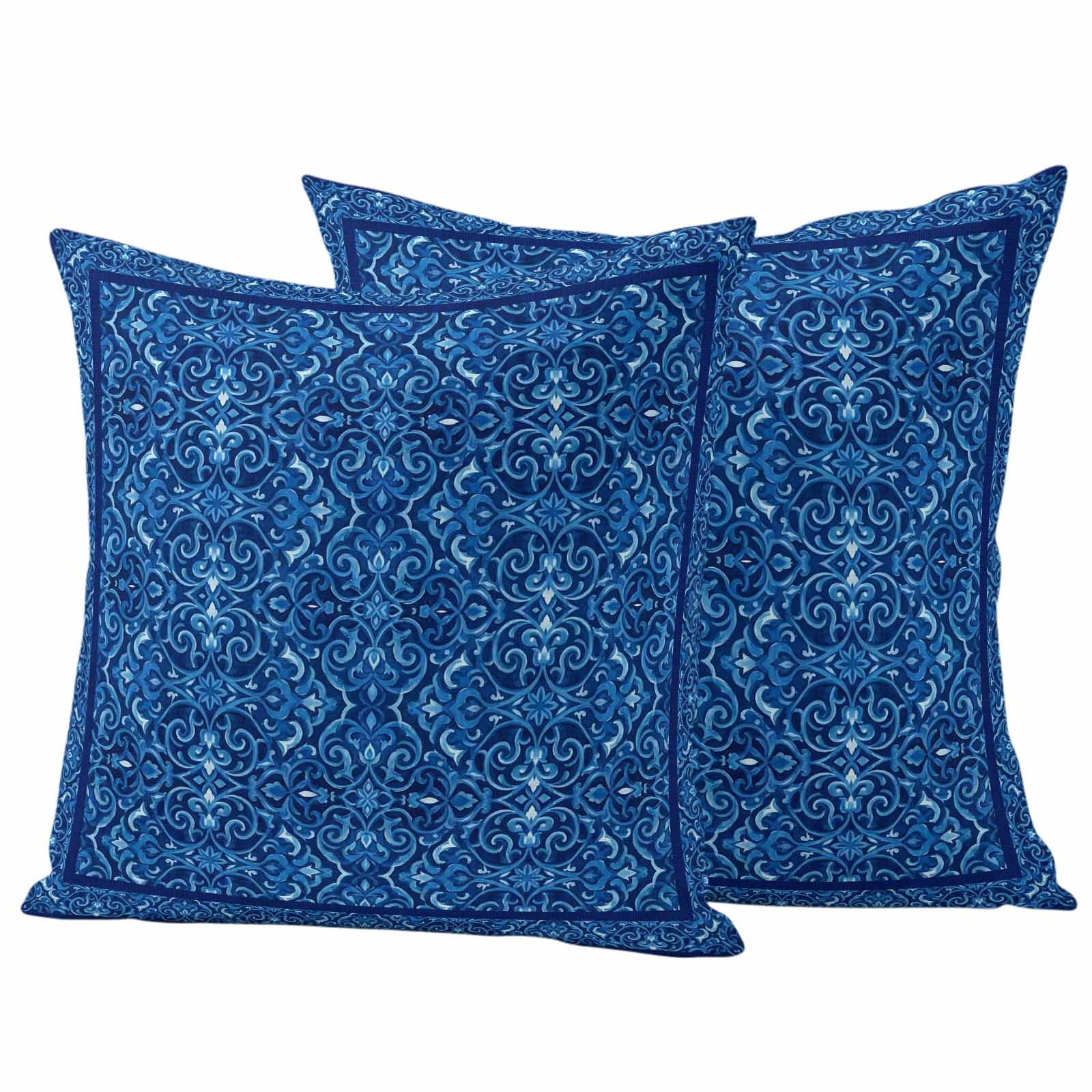 Bohemian Abstract Blue Floral Outdoor Pillow Covers Set of 2 Boho ...
