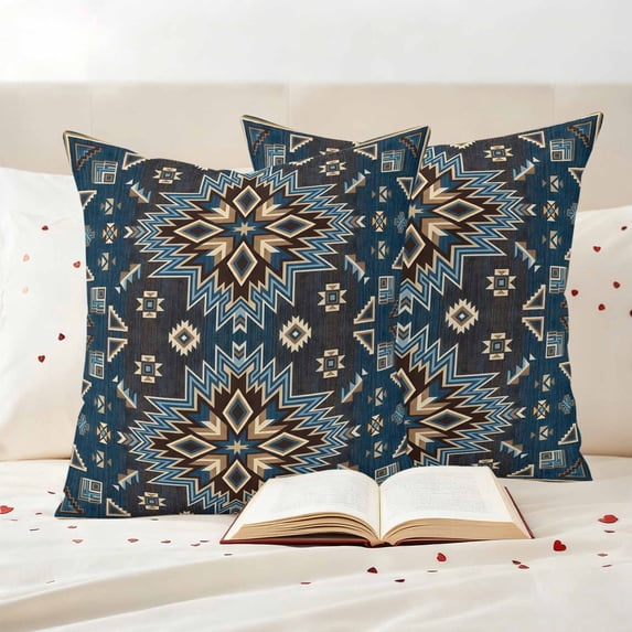 Bohemian Abstract Blue Floral Outdoor Throw Pillow Covers Set of 2 ...