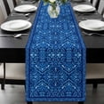 Bohemian Abstract Blue Floral Table Runner, Boho Tribal Ethnic ...
