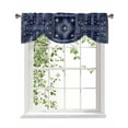 Bohemian Abstract Blue Floral Tie Up Valances Curtain, Boho Tribal ...
