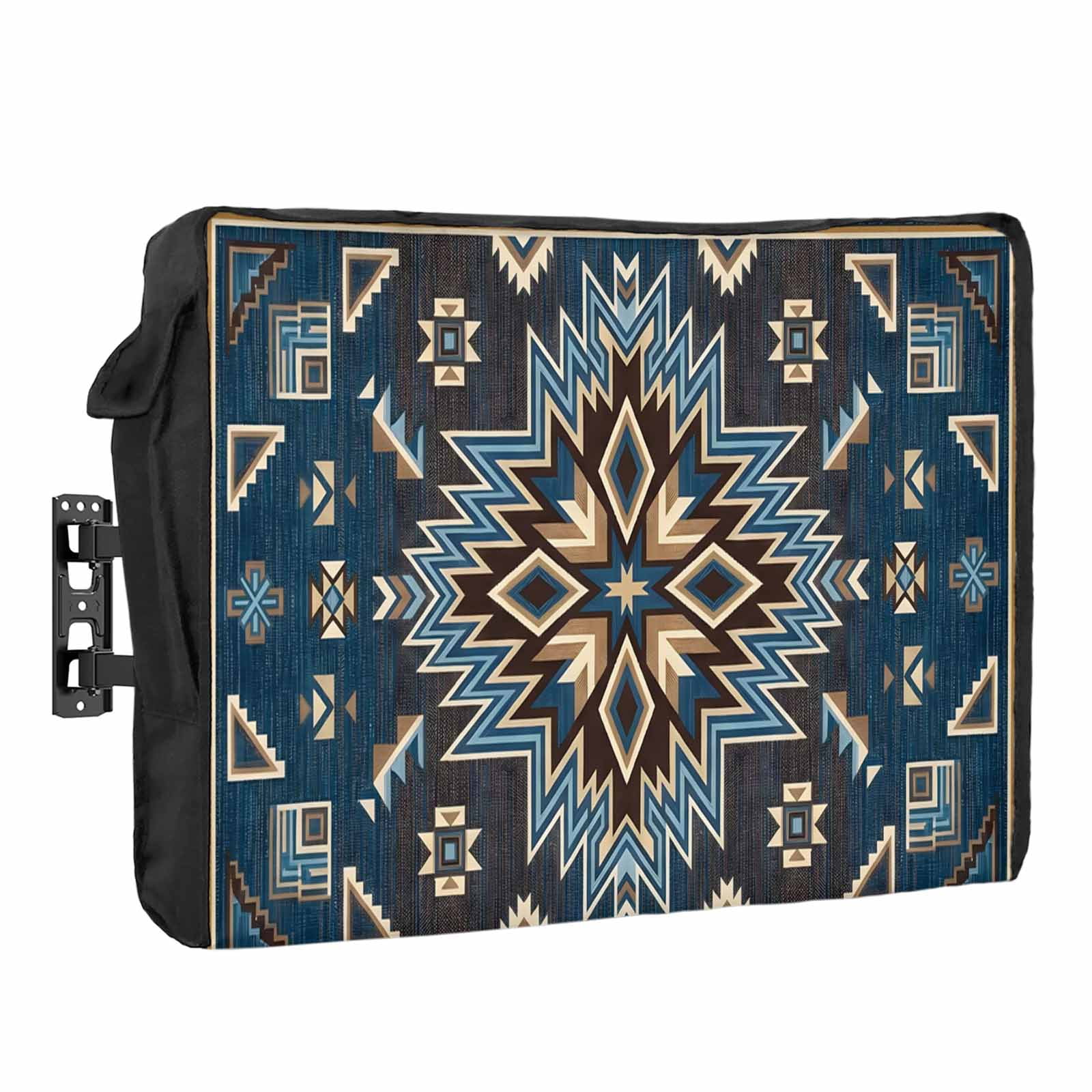 Bohemian Abstract Blue Floral Waterproof Outdoor TV Cover, Boho Tribal ...