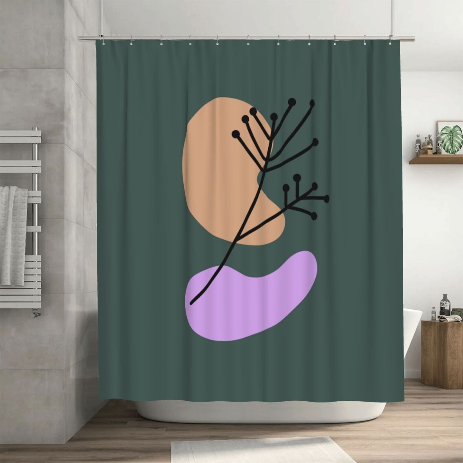 Bohemian Abstract Branch Pattern Shower Curtain, Simplicity Drawing Waterproof Bath Curtains for ...