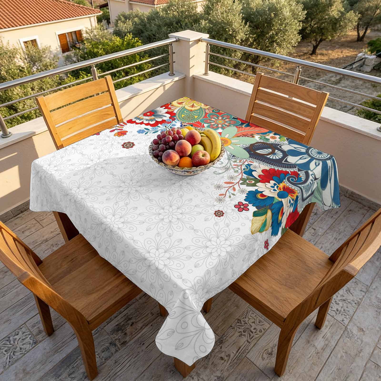 Bohemian Abstract Flower Table Cloth 60x60in, Waterproof Square ...