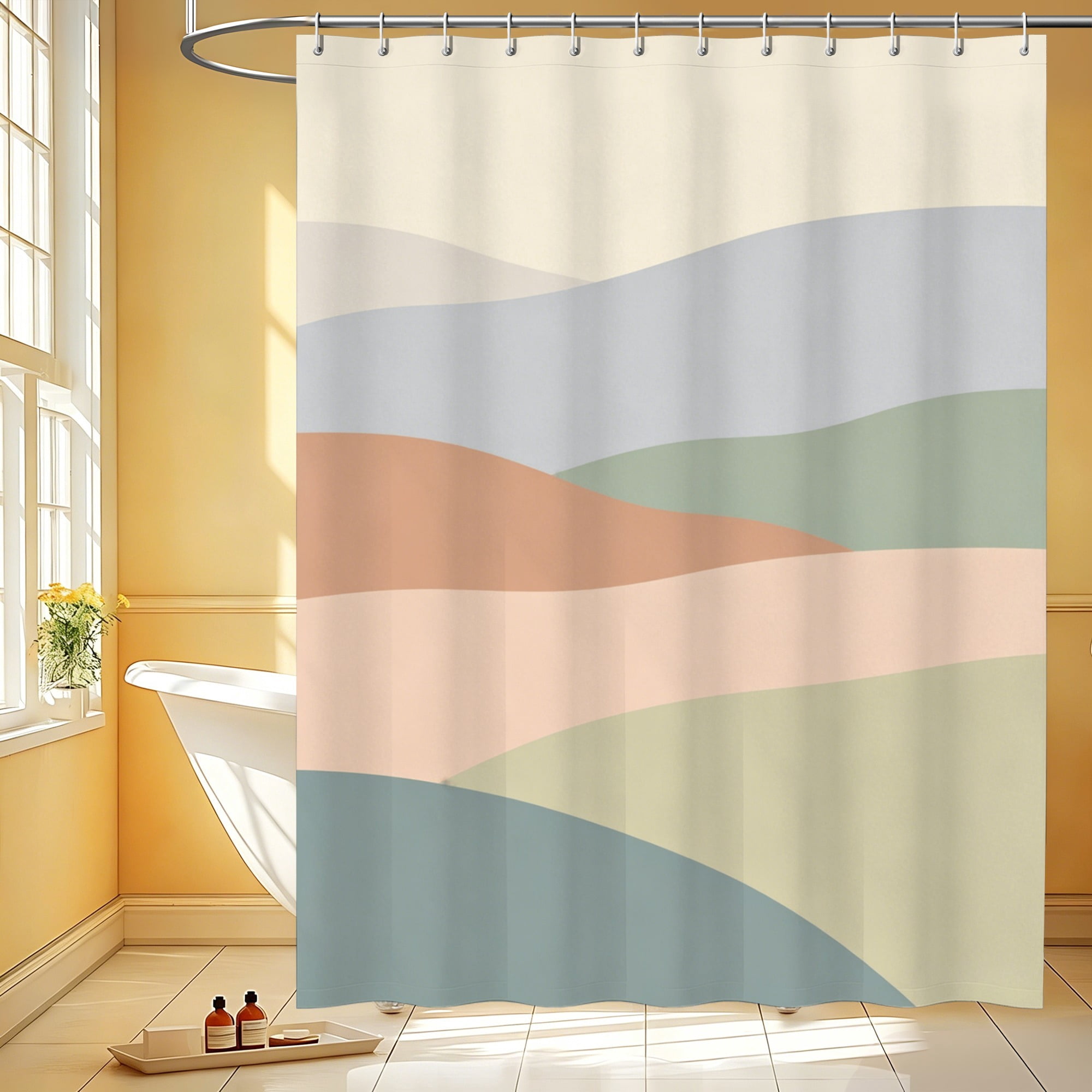 Bohemian Abstract Geometric Shower Curtain Modern Neutral Color Block ...