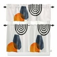 Bohemian Abstract Kitchen Curtains Valance and Tier Set Geometric Line ...