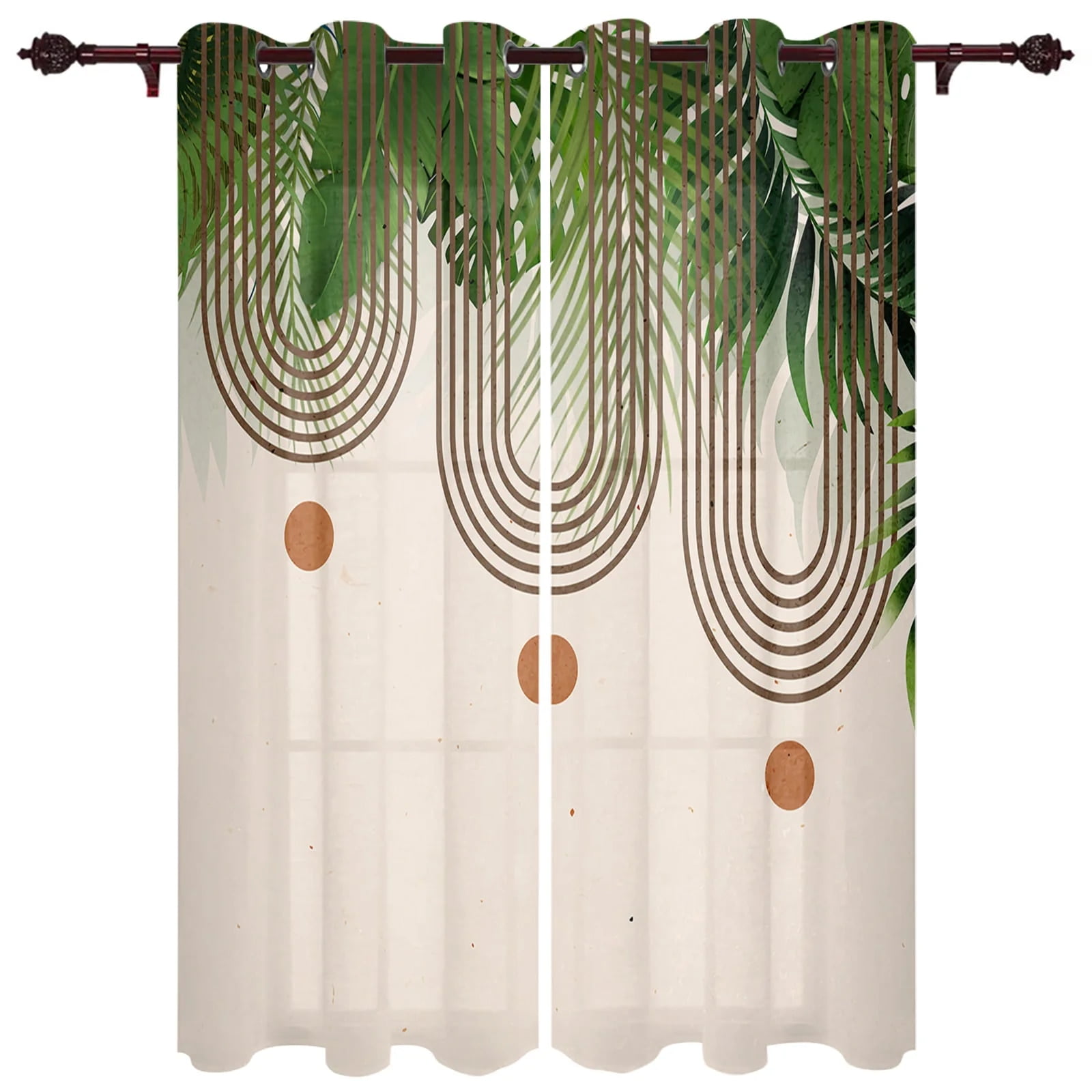 Bohemian Abstract Leaf Plant Modern Window Curtains for Living Room ...