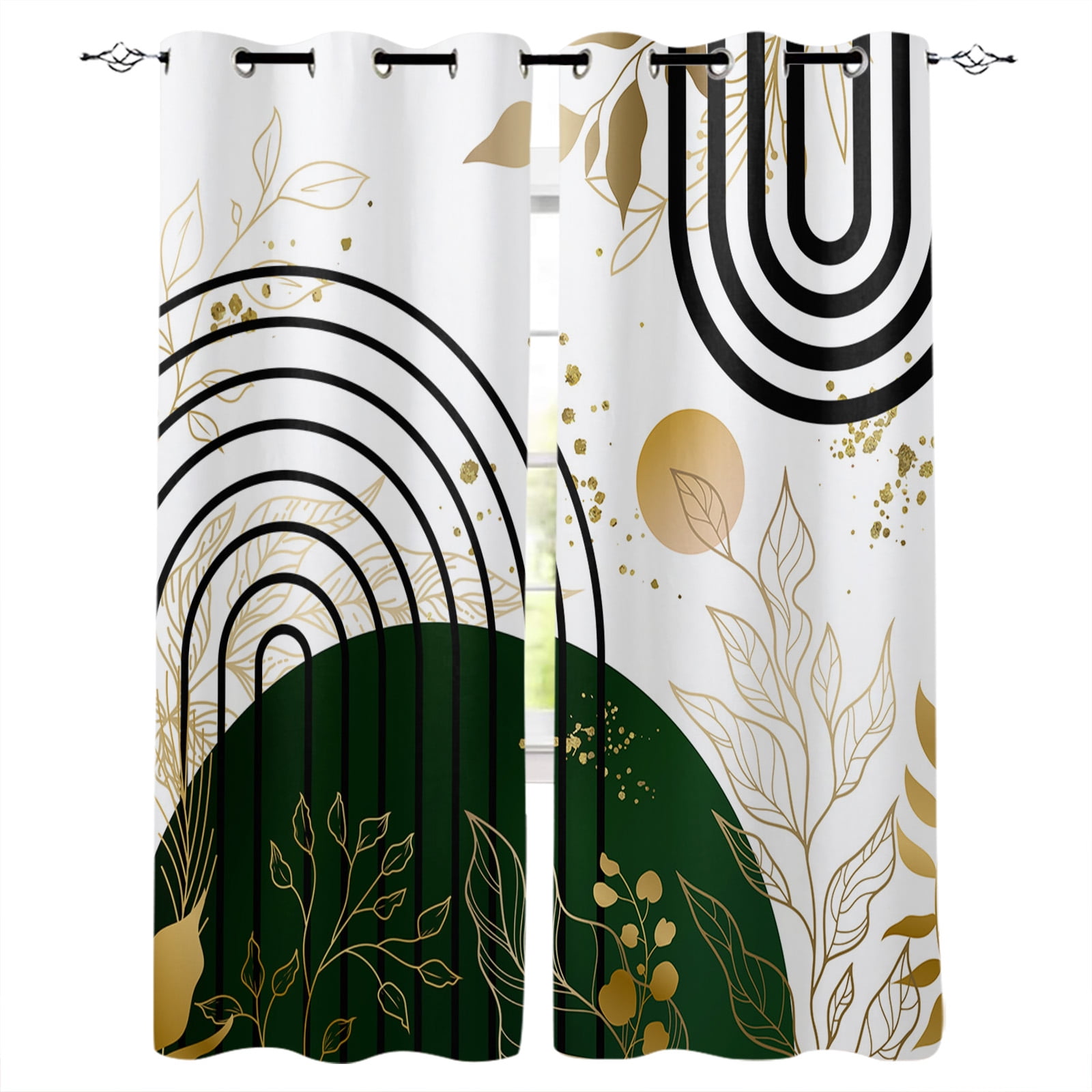 Bohemian Abstract Style Leaf Plant Modern Window Curtains for Living ...