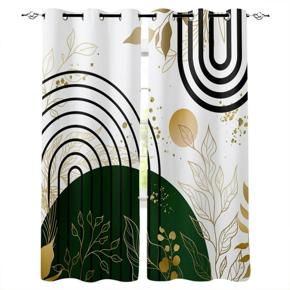 Bohemian Abstract Style Leaf Plant Modern Window Curtains for Living ...