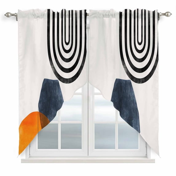 Bohemian Abstract Swag Curtain Valance for Window 2 Panels Geometric ...