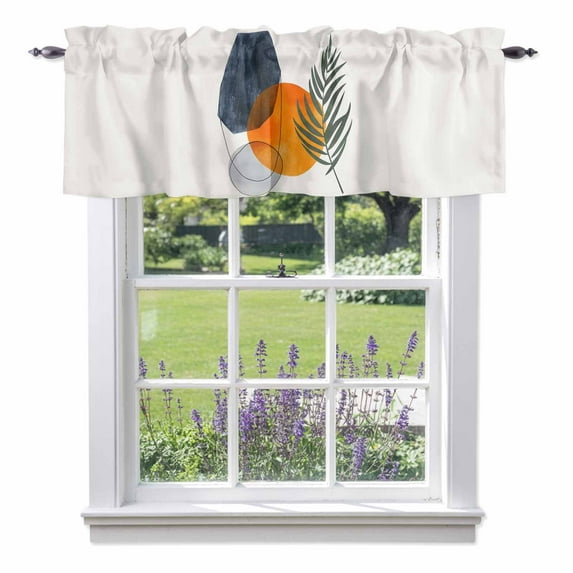 Bohemian Abstract Valances for Windows, Circle Line Geometric Leaves ...