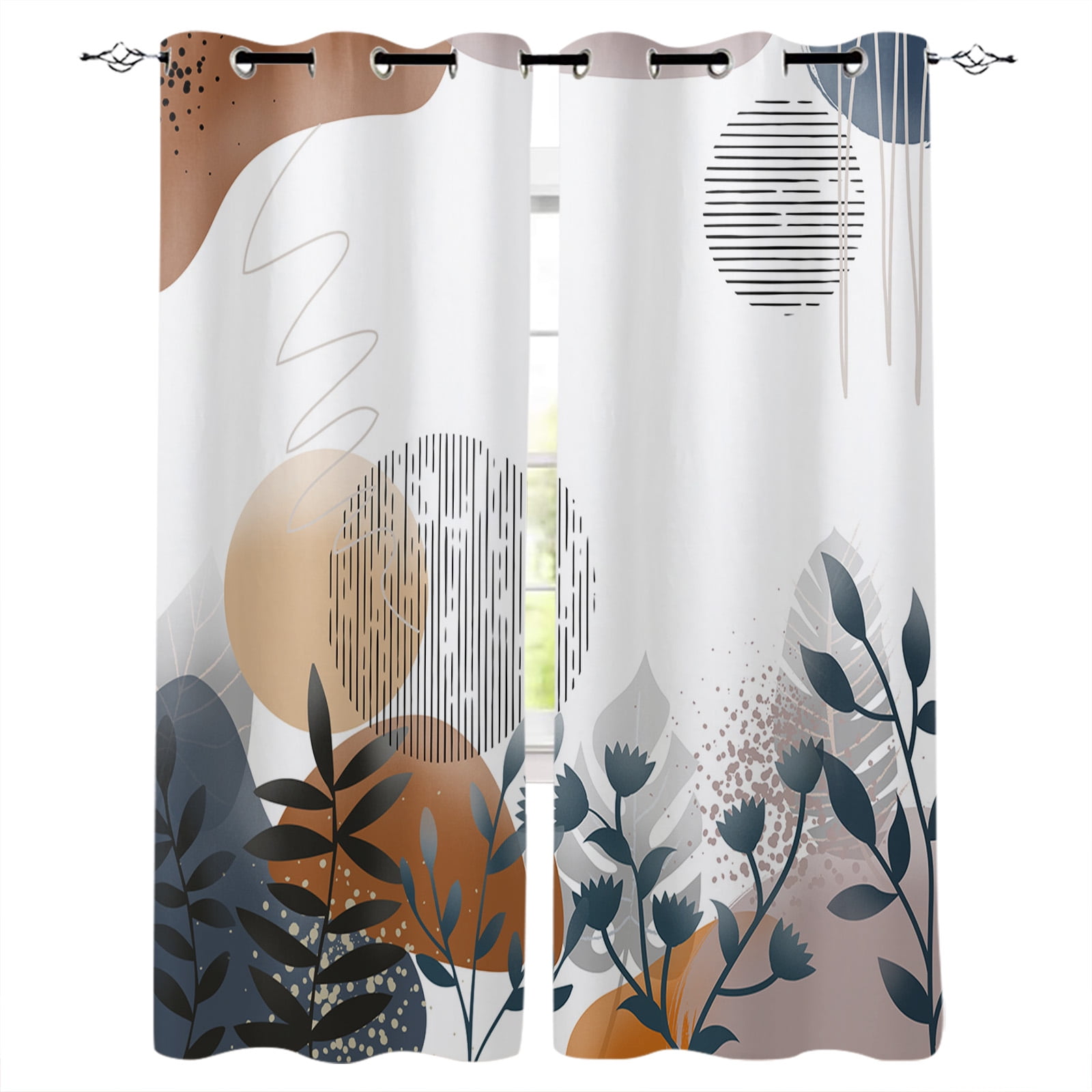 Bohemian Abstract Wind Leaf Plant Curtains For Windows Drapes Modern ...