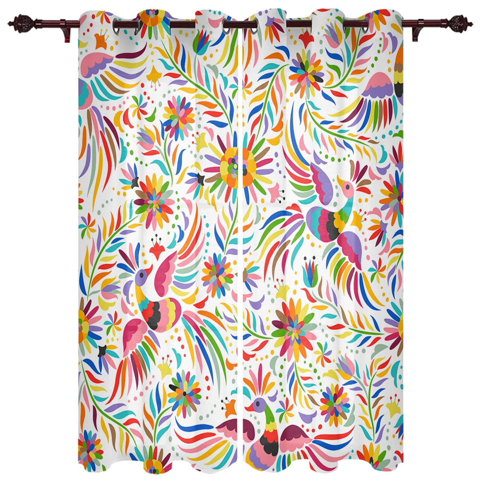 Bohemian Abstract Wind Leaf Plants Modern Window Curtains for Living ...