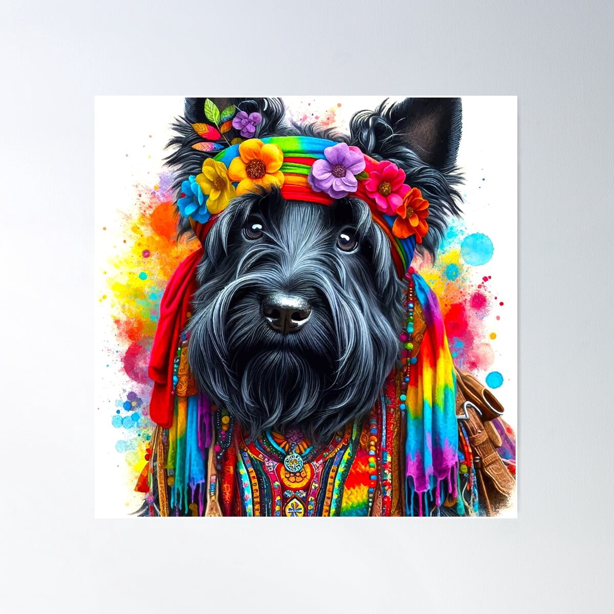 Bohemian Amalgamation Of A Dog #49 Poster Wall Art, Modern Wall Decor ...