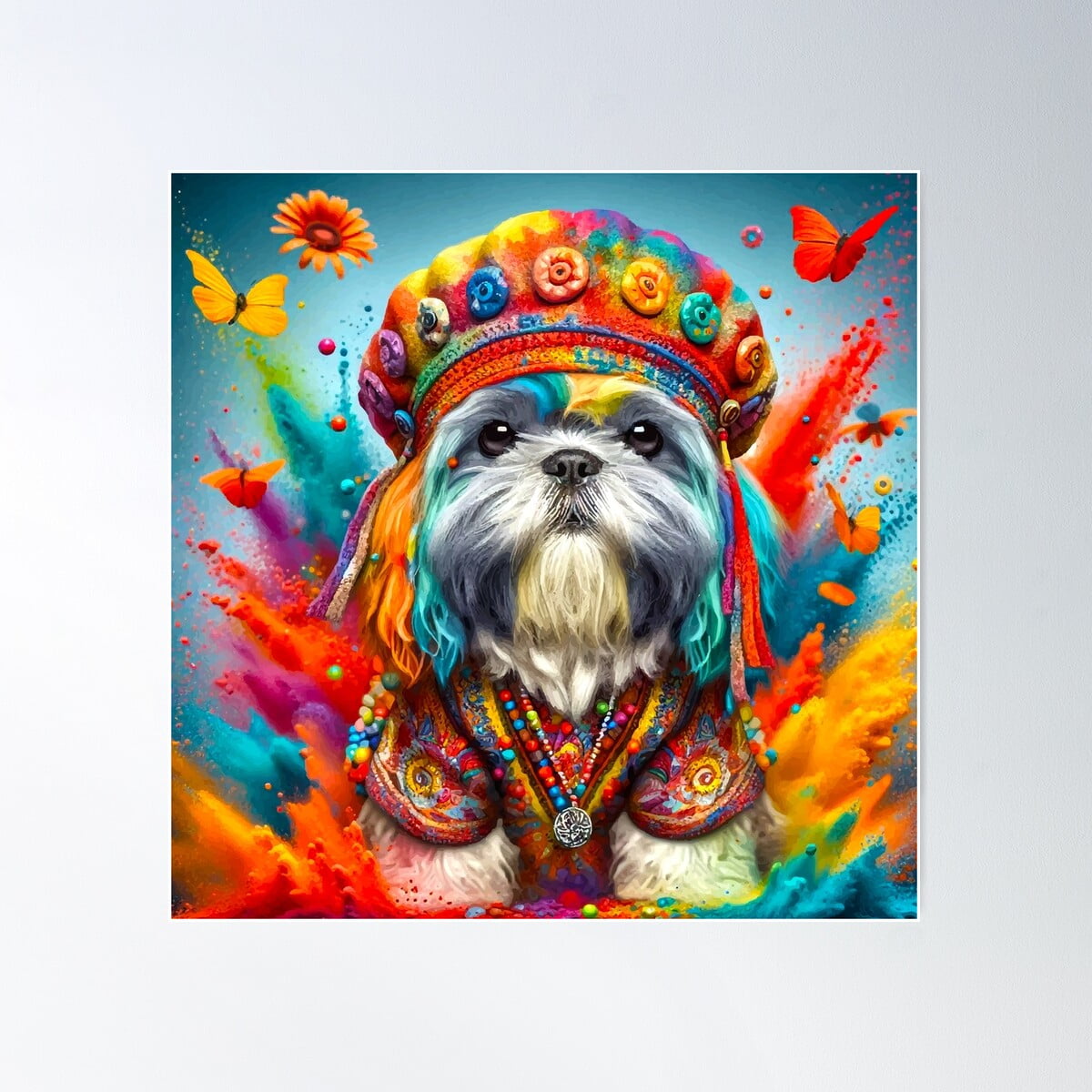 Bohemian Amalgamation Of A Dog #59 Poster Wall Art, Modern Wall Decor ...