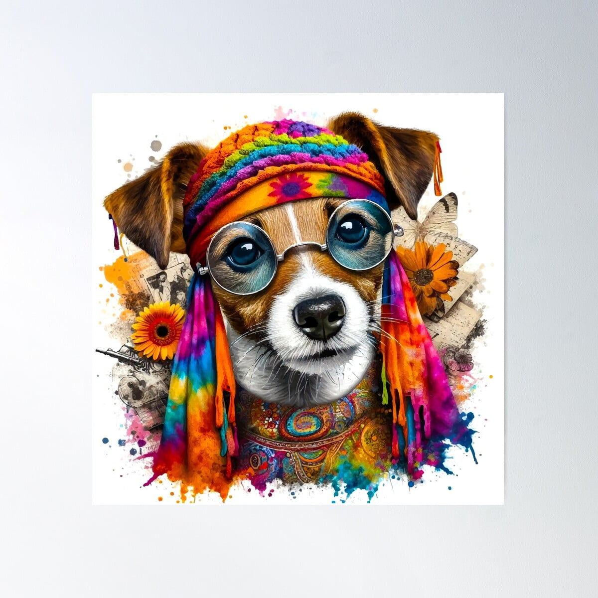 Bohemian Amalgamation Of A Dog #61 Poster Wall Art, Modern Wall Decor ...