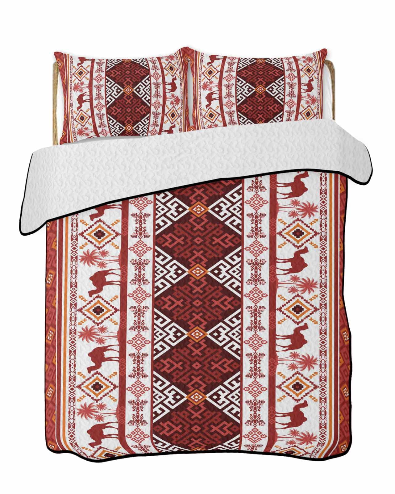 Bohemian Animals Plants Quilts Bedding Set Twin Size Abstract Red ...