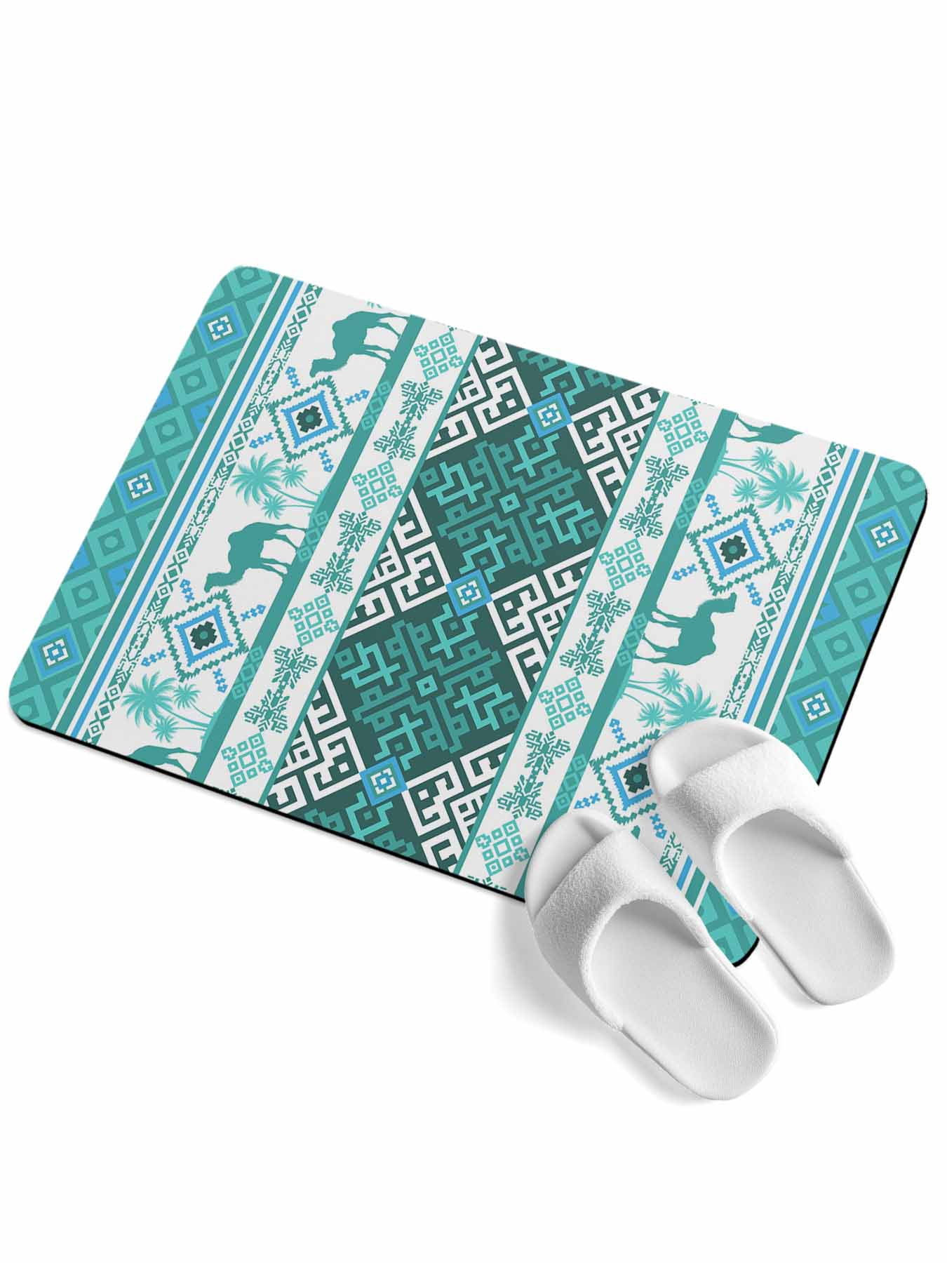Bohemian Animals Plants Soft Diatomite Bath Mat, Abstract Blue ...