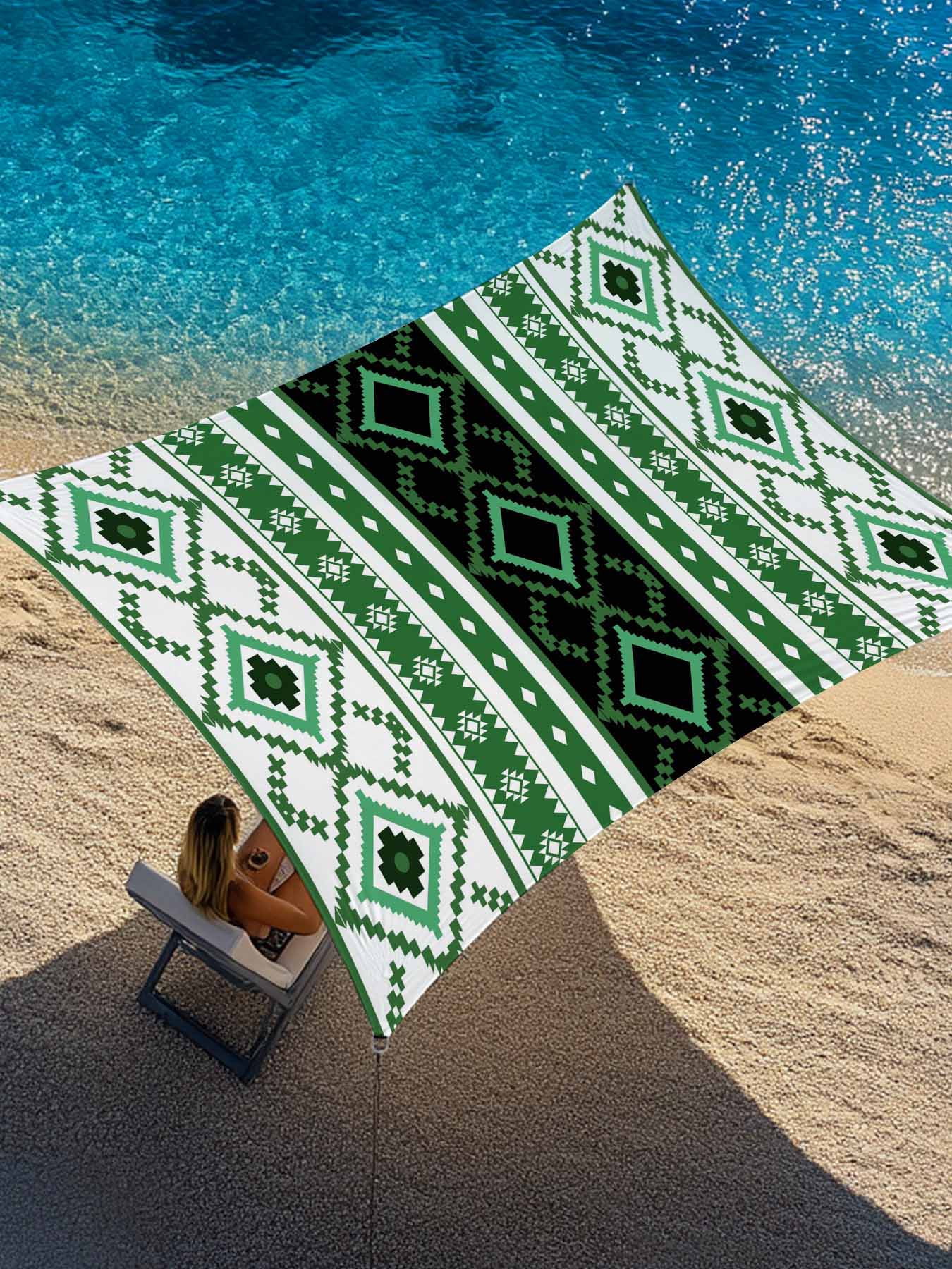 Bohemian Animals Sun Shade Sail 8' x 10', Abstract Green Geometric ...