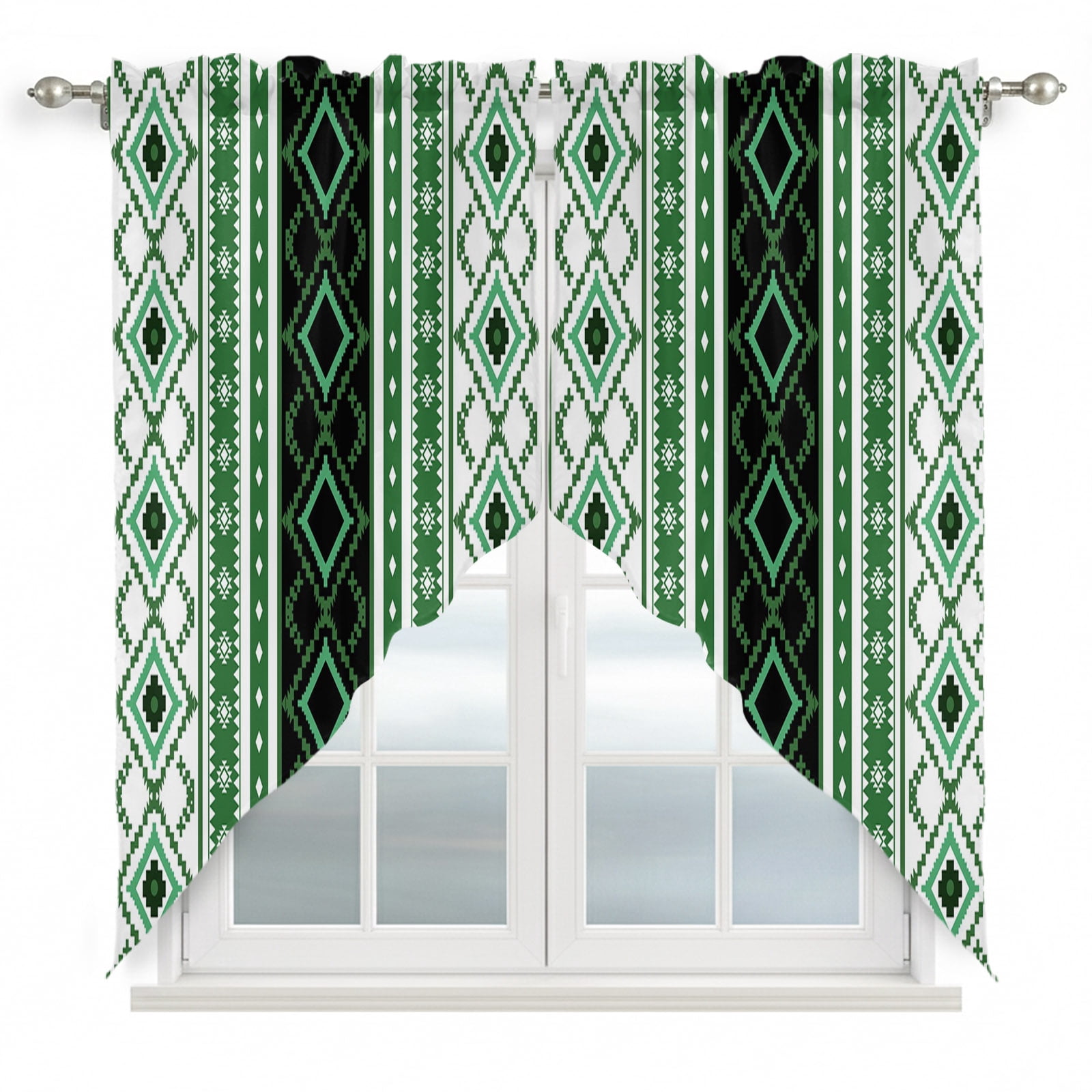 Bohemian Animals Swag Curtain Valance for Window 2 Panels Abstract ...