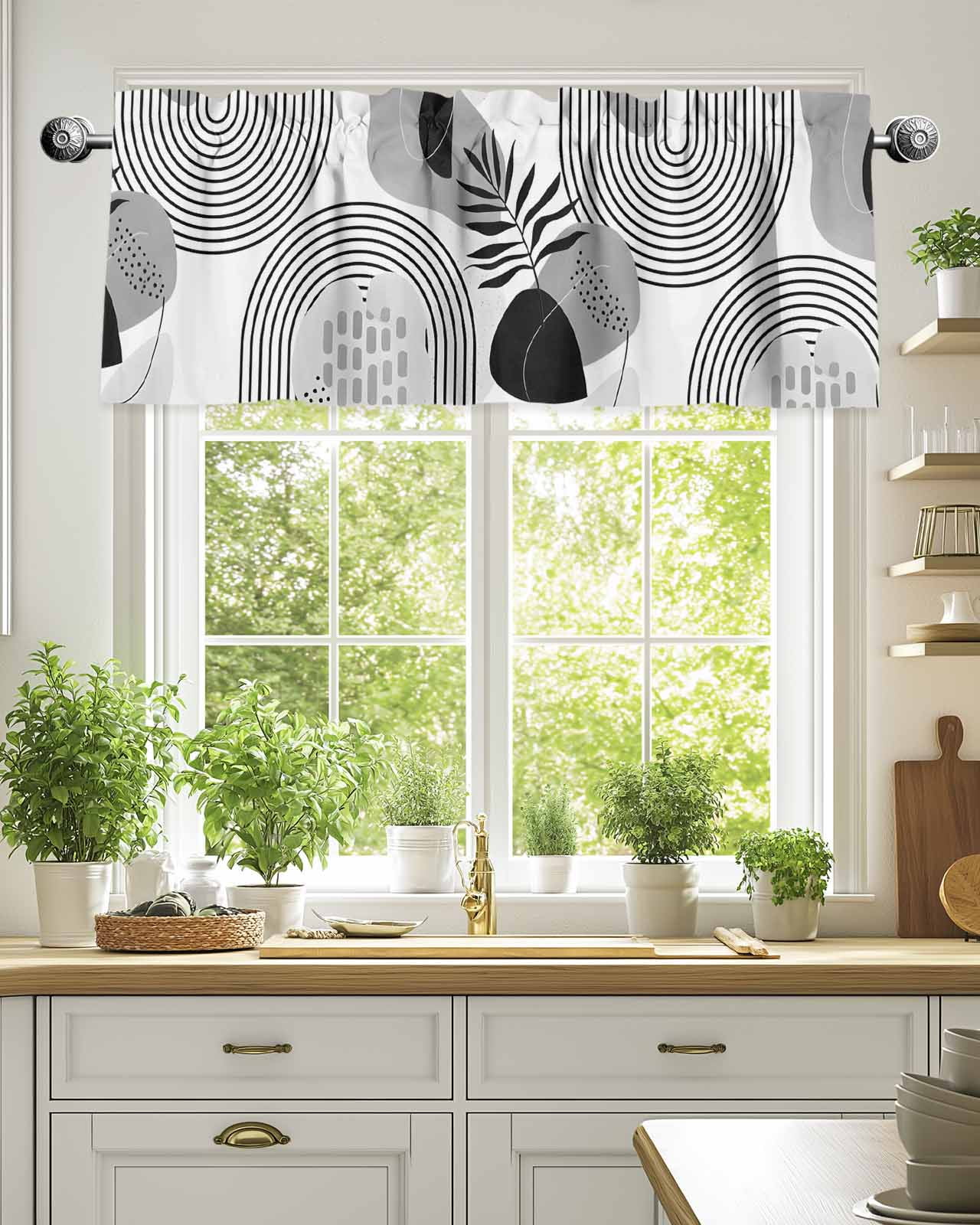 Bohemian Arch Abstract Geometric Valances for Windows,Kitchen Valance ...