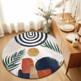 Bohemian Arch Stripe Tropical Palm Leaf Round Rug 3ft Abstract ...