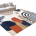 Bohemian Area Rug, Abstract Brown Leaf Geometic Mid Century Farmhouse ...