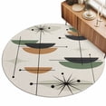 Bohemian Area Rug, Orange Navy Blue Green Color Block Non-Slip Felt ...