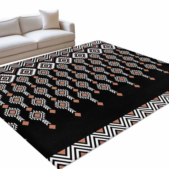 Bohemian Area Rug, Vintage Western Ethnic Tribal Aztec Diamonds Non ...