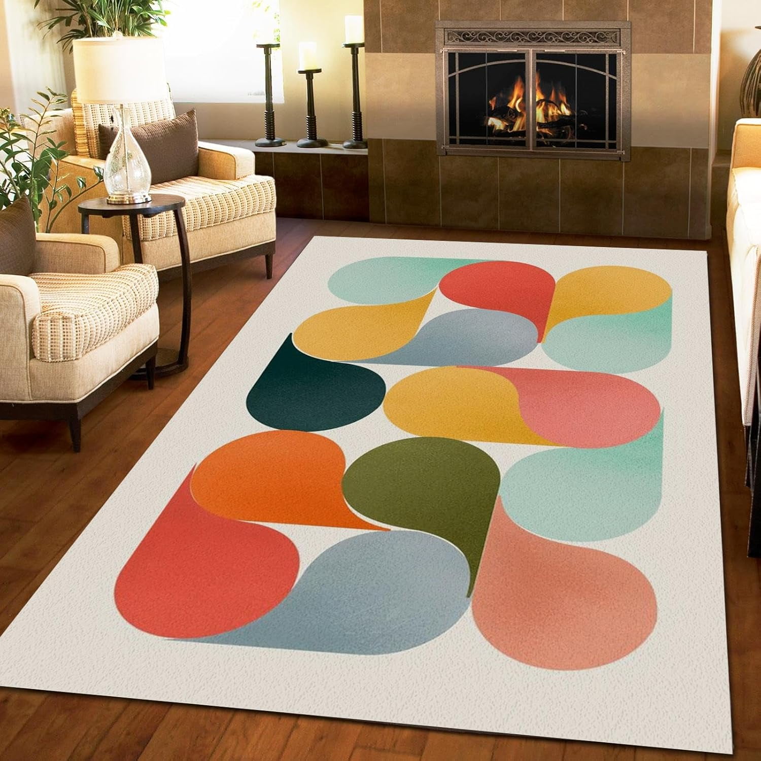 Bohemian Area Rugs, Water Drop Print Living Room Rug, Bedroom Carpet ...