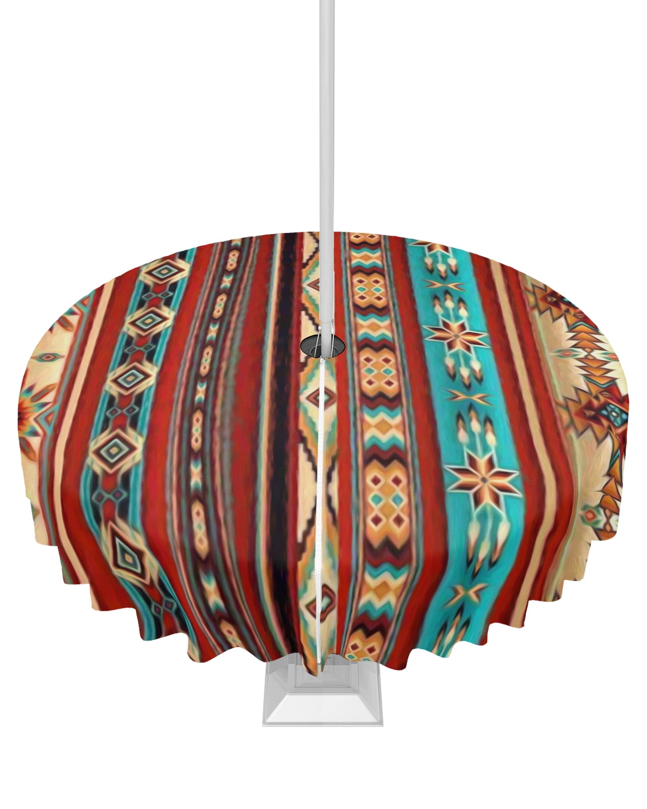 Bohemian Art Geometric Graphics Outdoor Tablecloth with Umbrella Hole ...