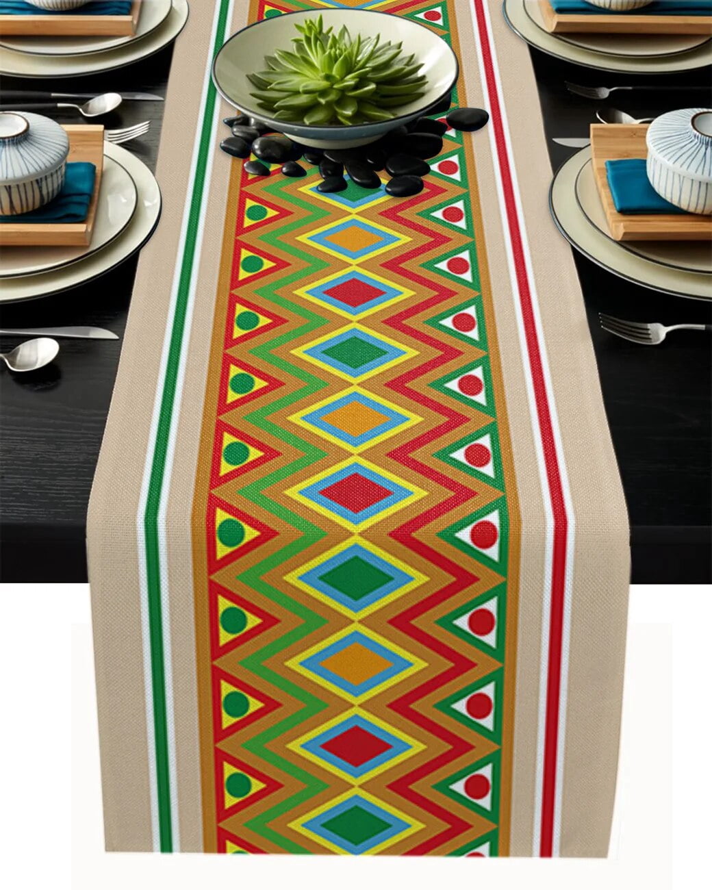 Bohemian Art Geometric Graphics Table Runner Wedding Table Decor Party ...