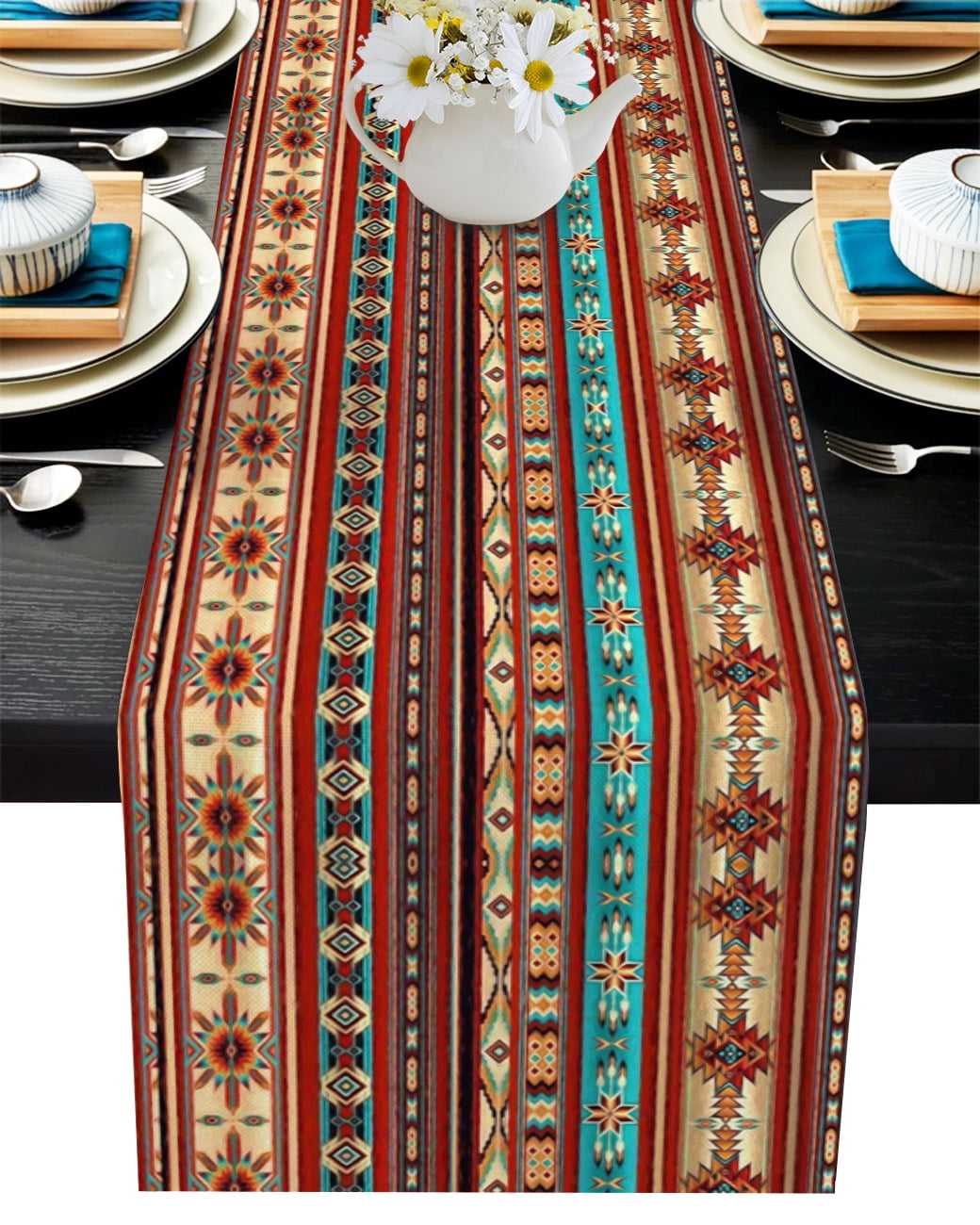 Bohemian Art Geometric Graphics Table Runner Wedding Table r Party ...