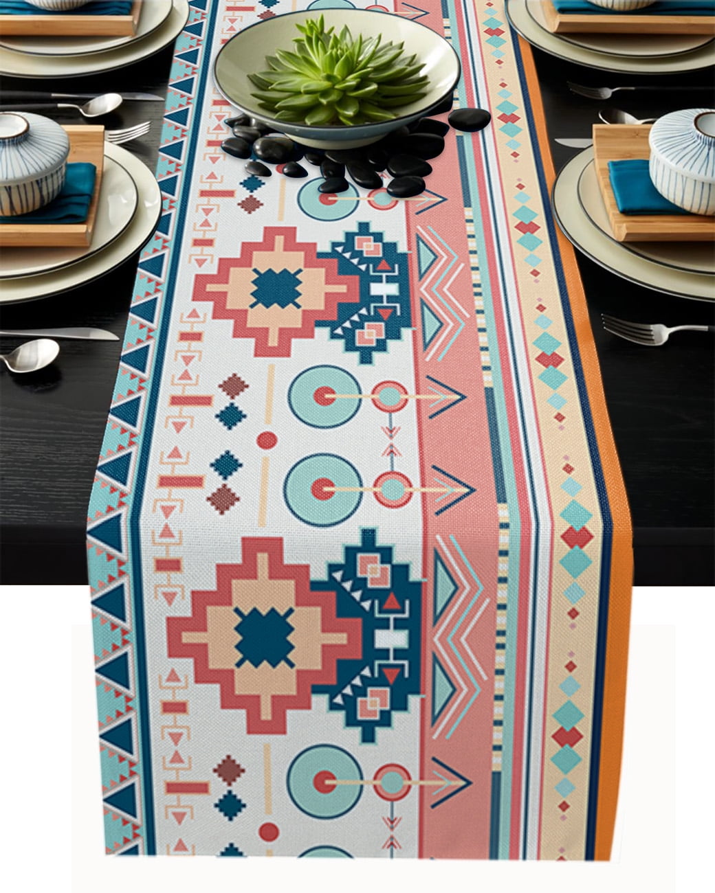 Bohemian Art Geometric Graphics Table Runner Wedding Table r Party ...