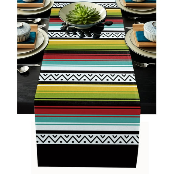 Bohemian Art Geometric Graphics Table Runner Wedding Table r Party ...