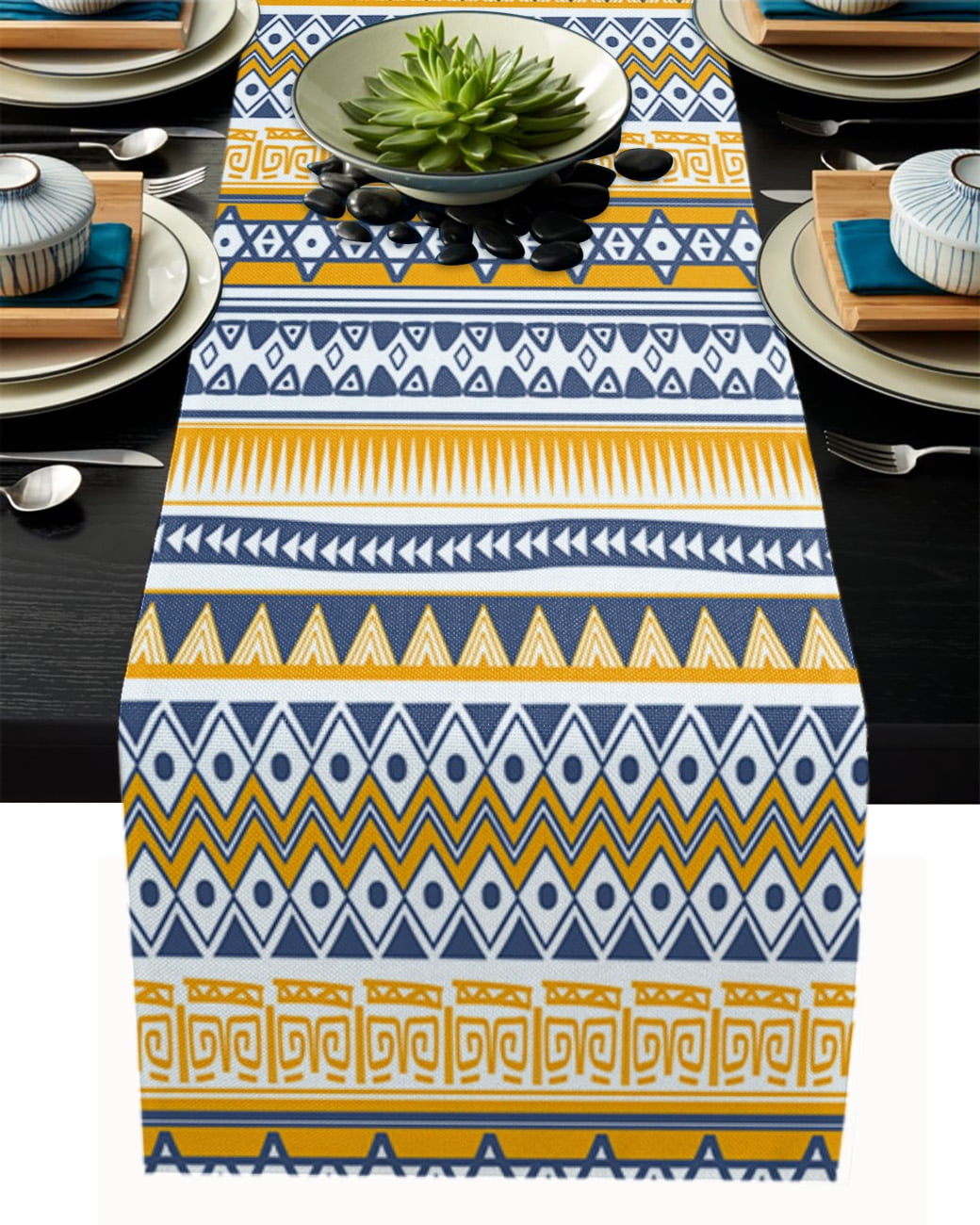 Bohemian Art Geometric Graphics Table Runner Wedding Table r Party ...
