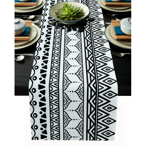 Bohemian Art Geometric Graphics Table Runner Wedding Table r Party ...