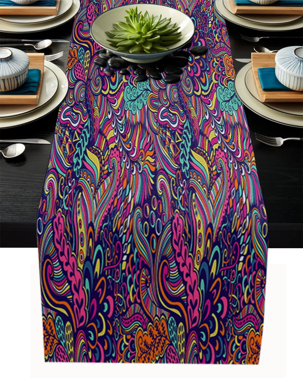 Bohemian Art Geometric Graphics Table Runner Wedding Table r Party ...