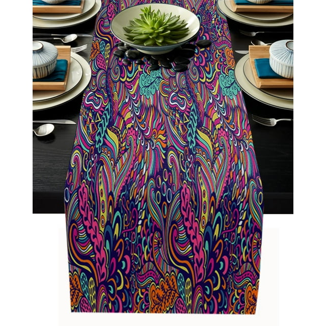 Bohemian Art Geometric Graphics Table Runner Wedding Table r Party ...
