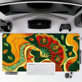 Bohemian Art Mouse Pad 35.4 x 15.8 Inches Rubber Desk Mat with Floral ...