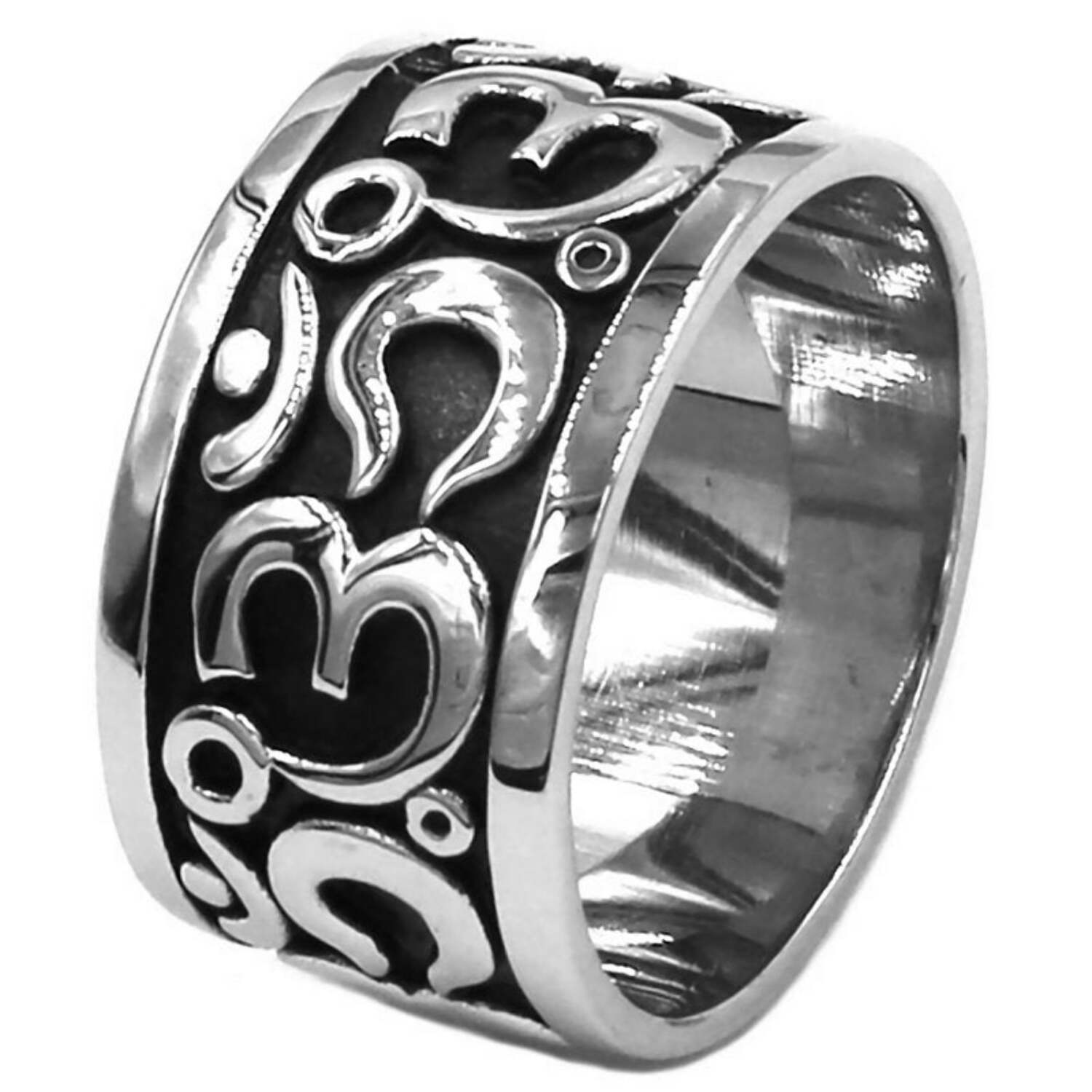 Bohemian Aum Ring Stainless Steel Yoga Meditation Spiritual Om Band ...