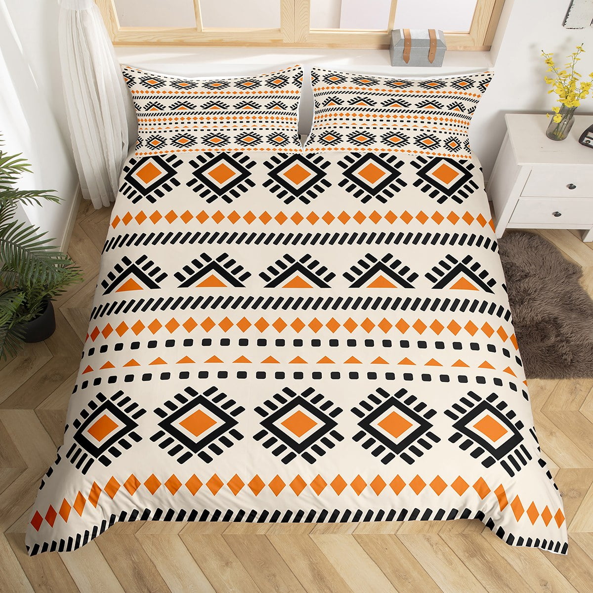 Bohemian Aztec Comforter Cover Boho Hippie Bed Set, Western Tribal ...