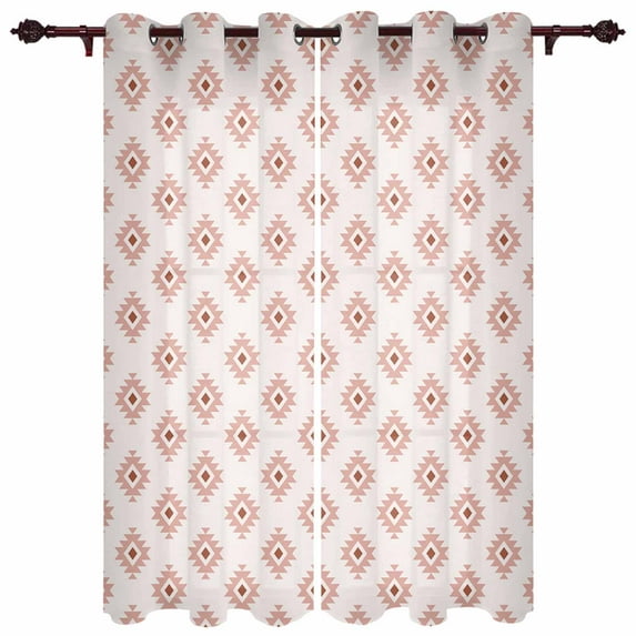 Bohemian Aztec Moroccan Rural Farmhouse Brown Indoor Bedroom Curtains ...