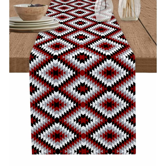 Bohemian Aztec Moroccan Rural Farmhouse Red Table Runner Wedding r ...