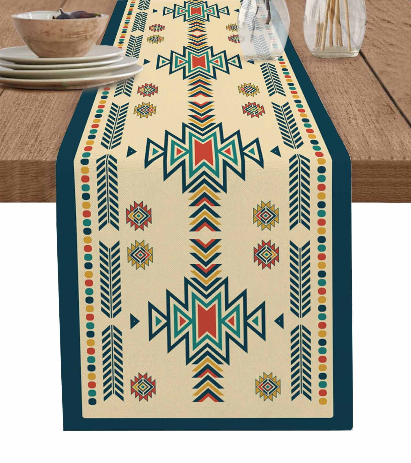Bohemian Aztec Moroccan Rural Farmhouse Table Runners For Dining Room ...